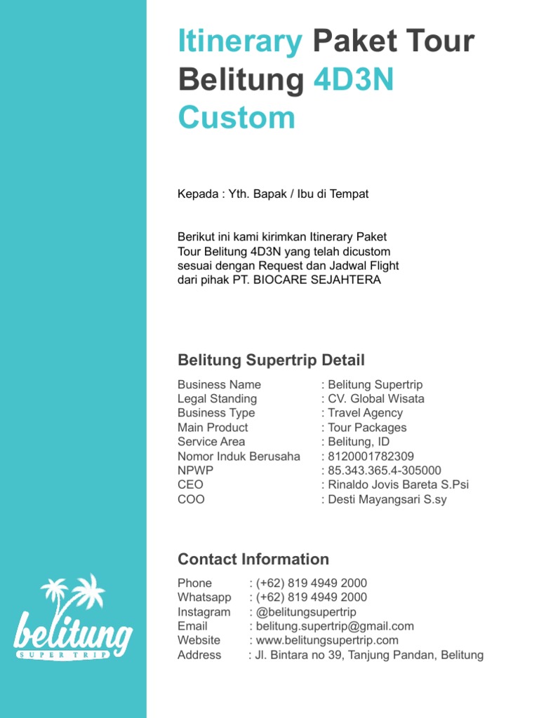 Itinerary 4D3N Revisi PDF | PDF