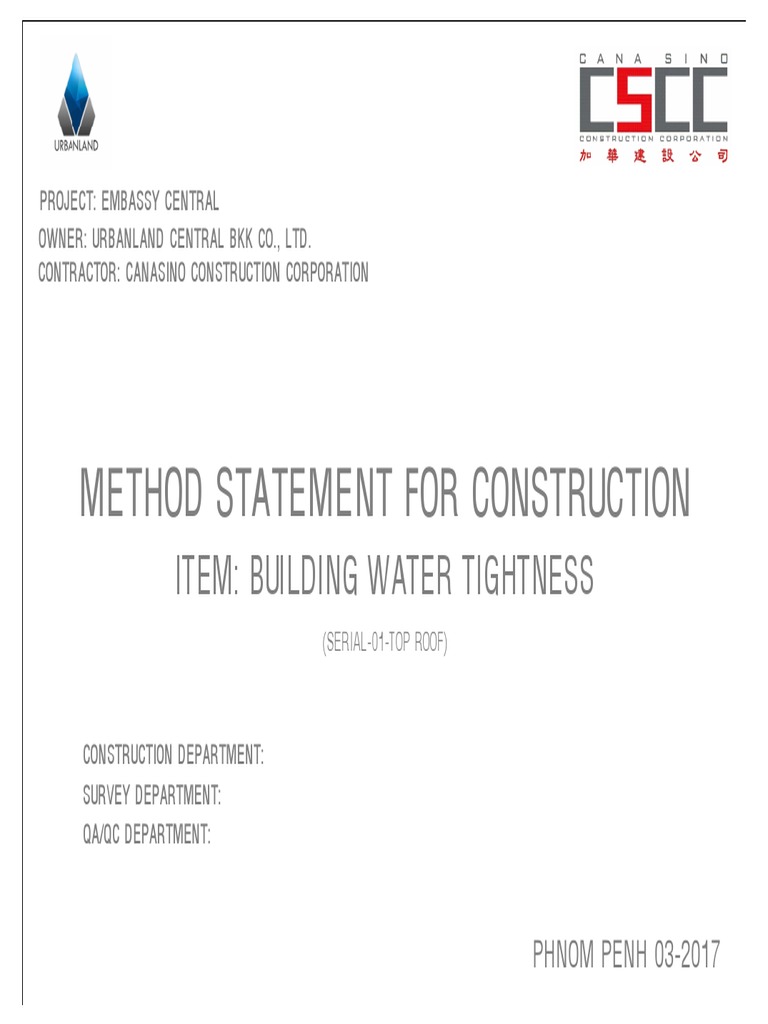 Building Water Tightness Method Statement | PDF