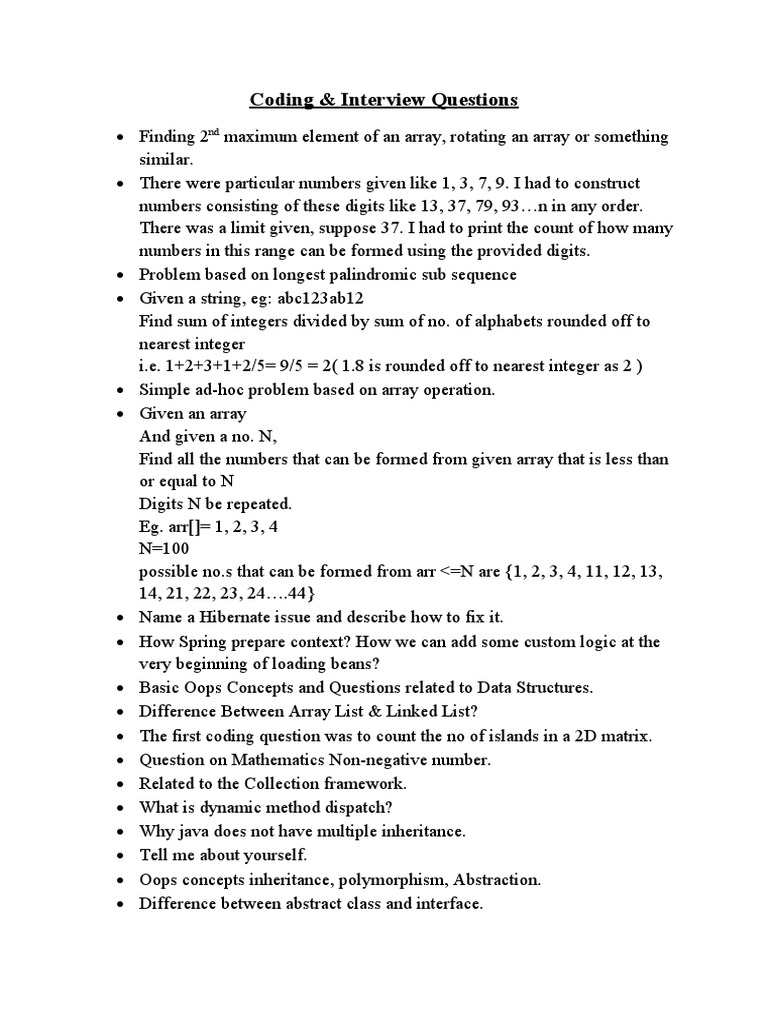 Epam Coding And Interview Questions Pdf Class Computer Programming Matrix Mathematics 