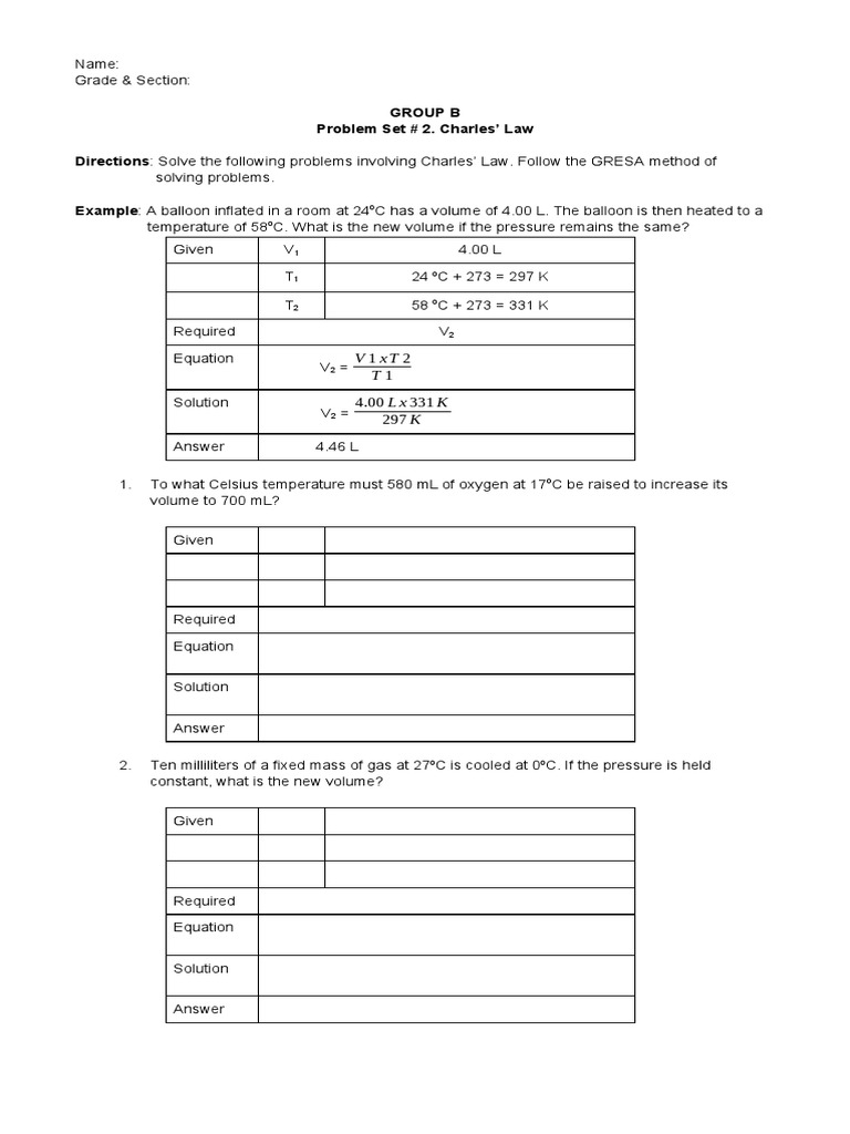 Problem Set 2. Charles Law Group B | PDF