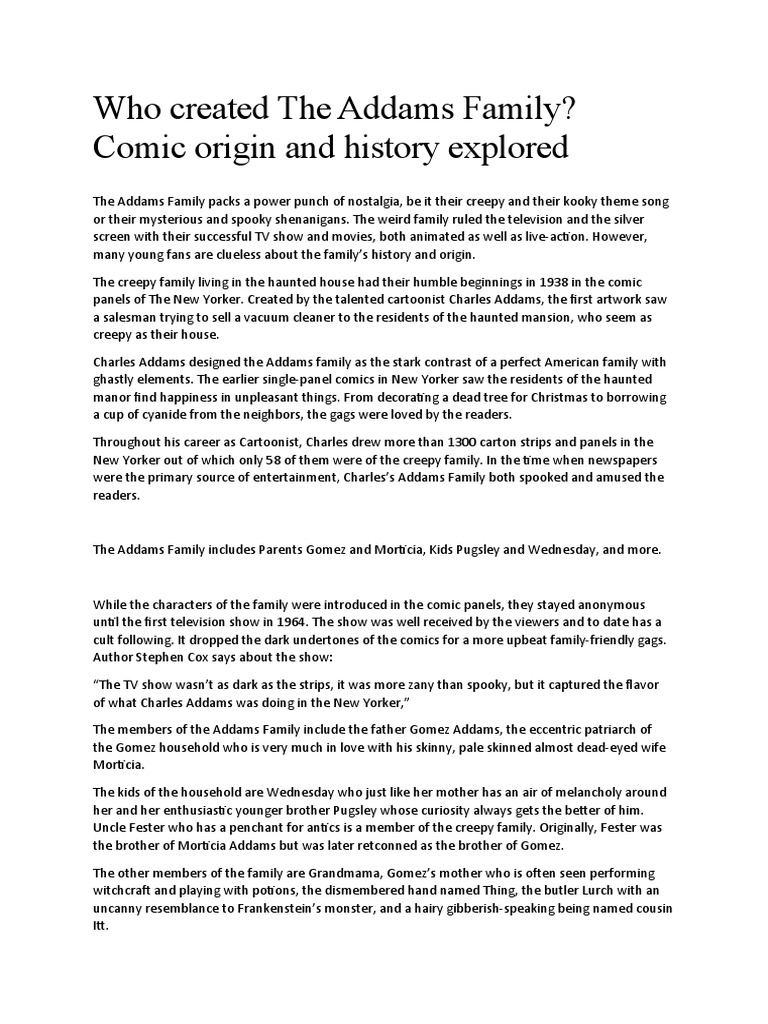 Origin of The Addams Family Comics | PDF | Classics