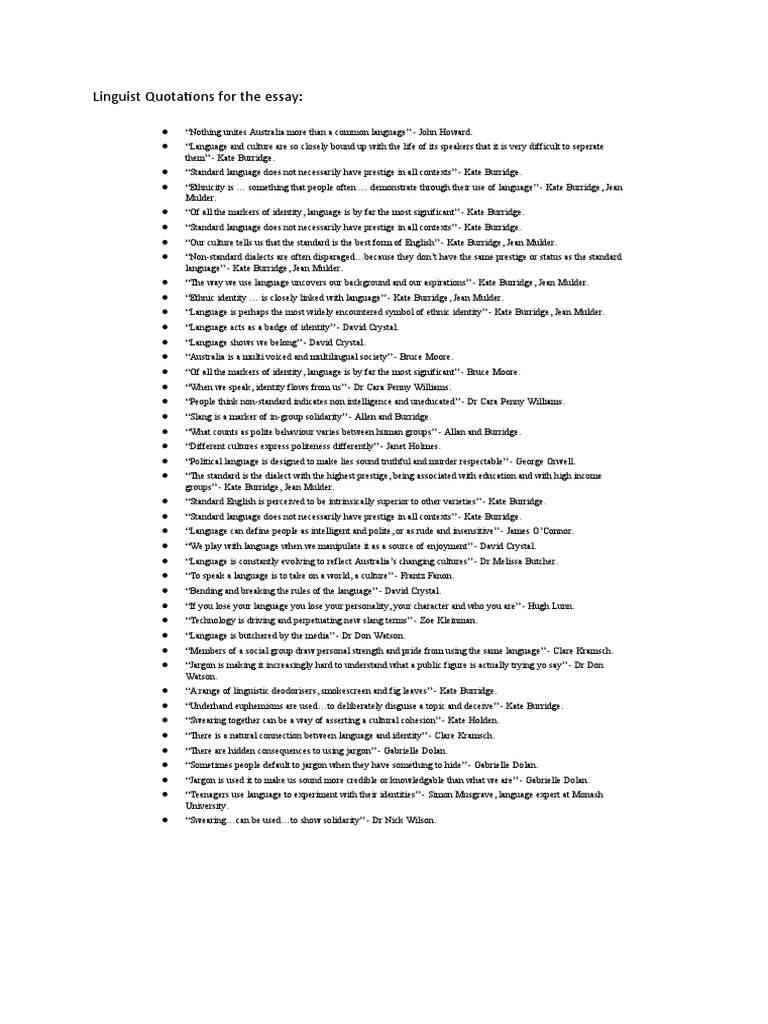 Linguist Quotations For The Essay | PDF | Dialectology | Linguistics