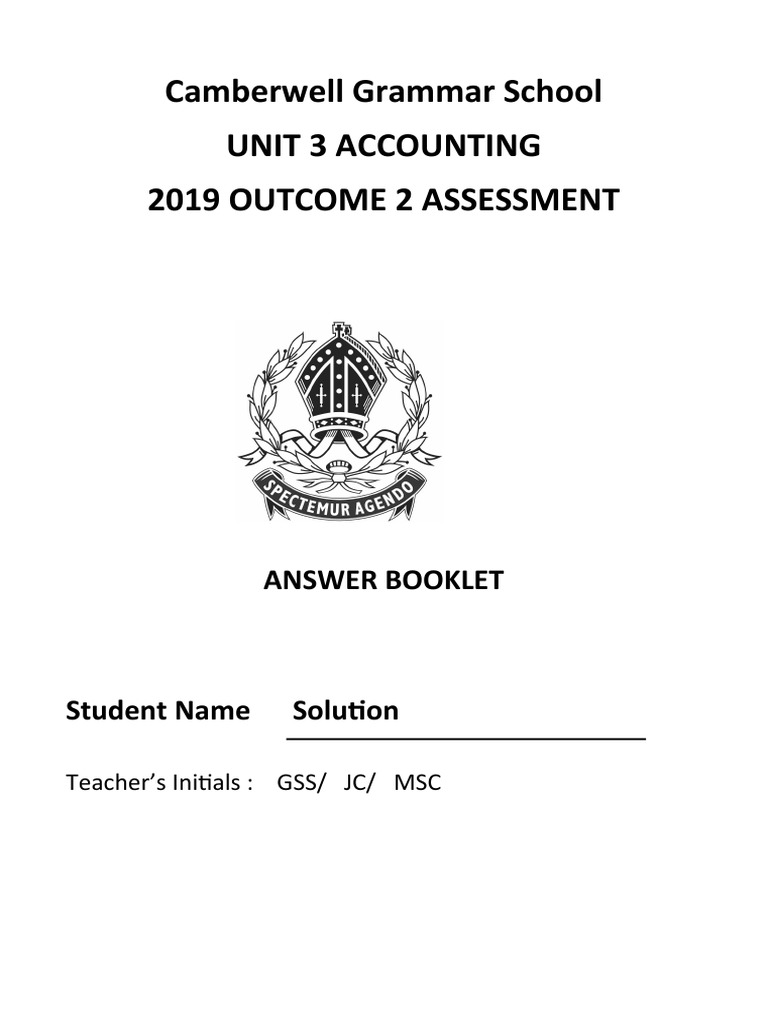 2019 Unit 3 Outcome 2 Solution Book | PDF | Revenue | Debits And Credits