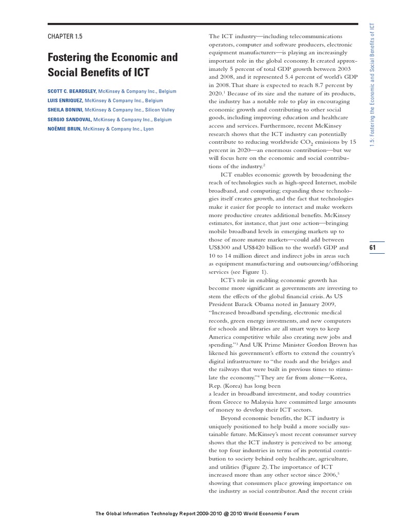 Chap 5 - Fostering The Economic and Social Benefits of ICT PDF | PDF ...