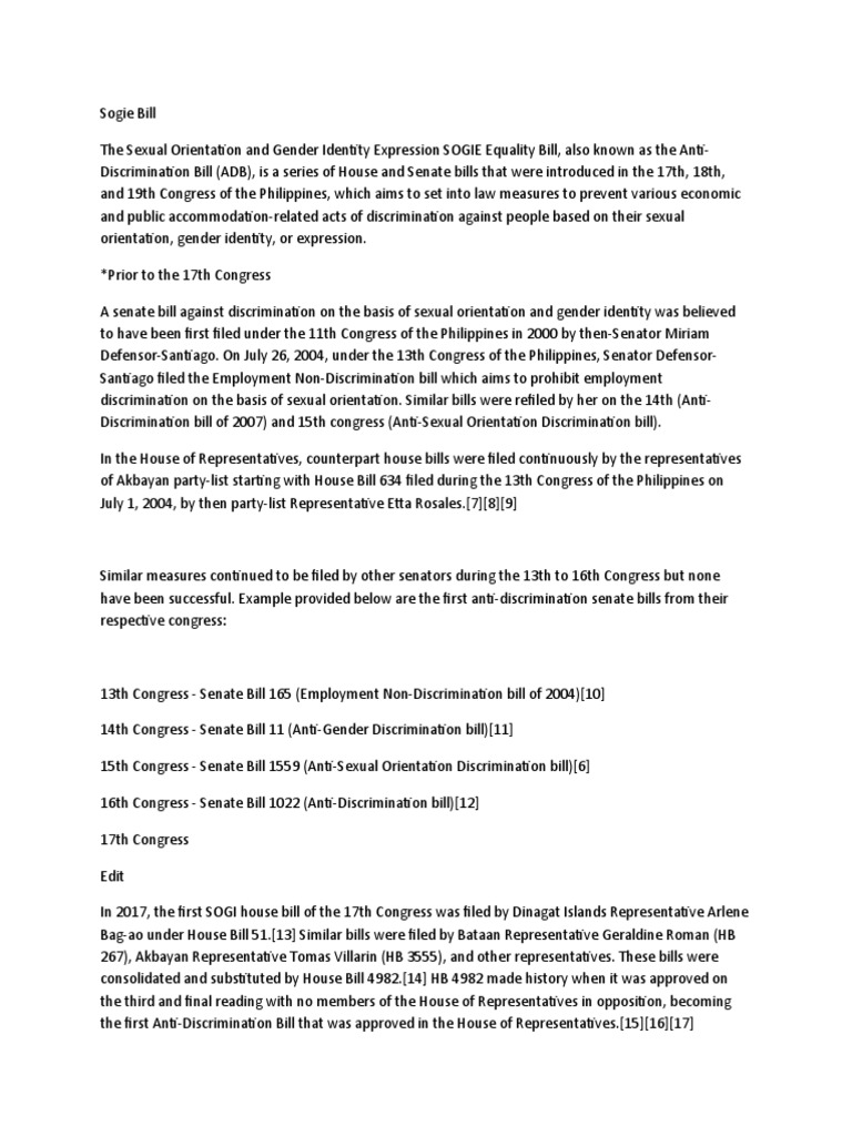 Sogie Bill | PDF | Philippines | Government
