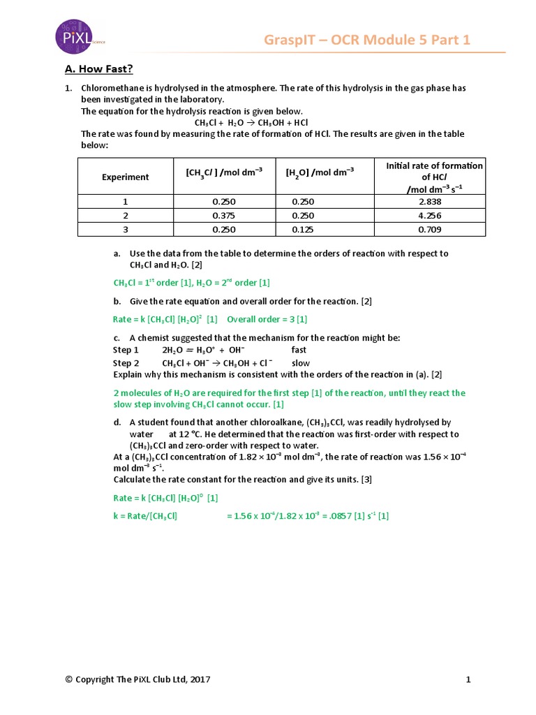 OCR - Chemistry - Module 5 Part 1 - GraspIT ANSWERS - A Level | PDF | Ph | Acid