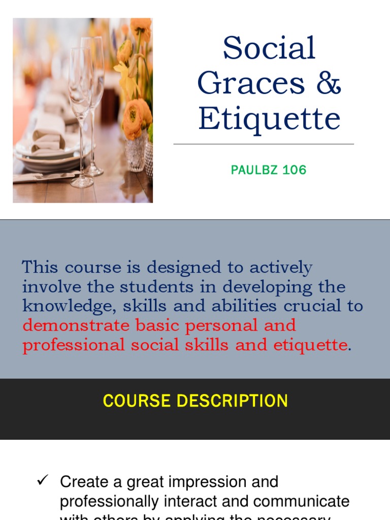 Social Graces & Etiquette | PDF | Etiquette | Conversation