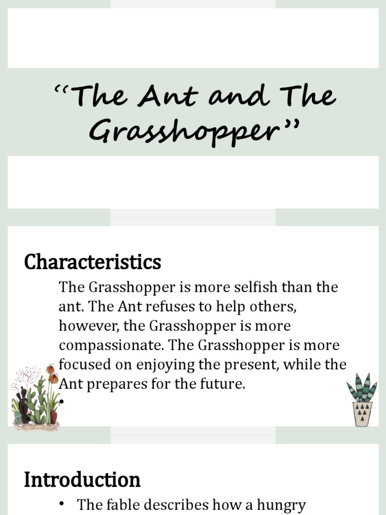 Ant and Grasshopper: A Fable Analysis | PDF