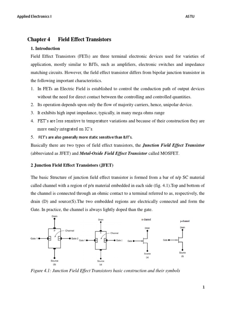 Electronics Chapter 4 | Download Free PDF | Field Effect Transistor | Mosfet