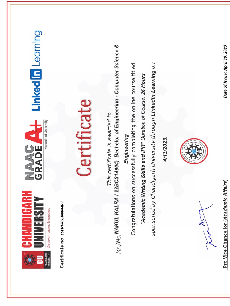 Linkedin-IPR Certificate Nakul PDF | PDF