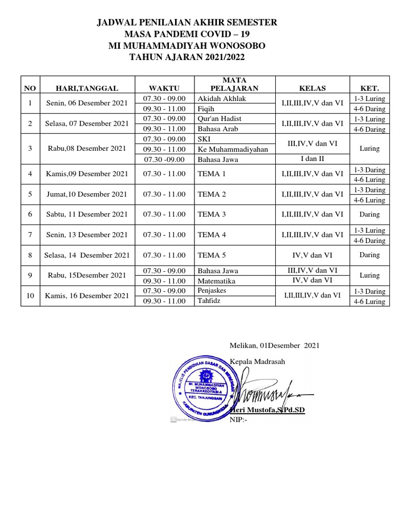 Jadwal PAS | PDF