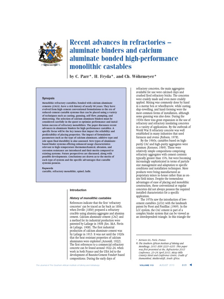 20 Recent Advances in Refractories | PDF | Refractory | Cement