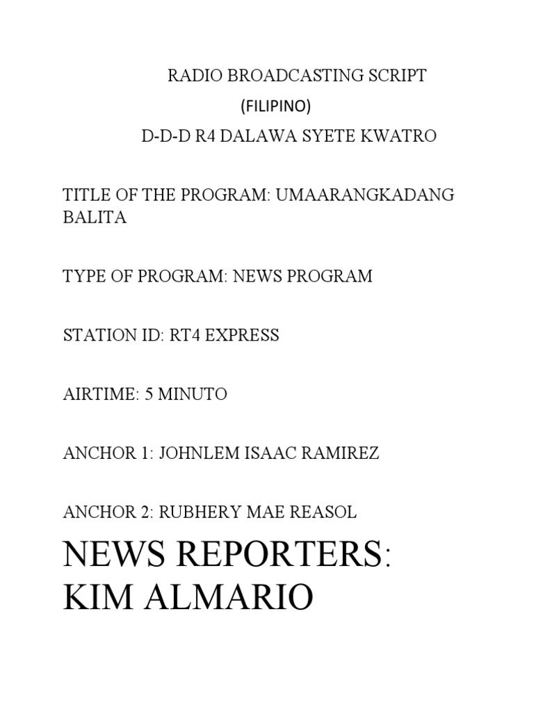 RADIO-BROADCASTING-SCRIPT | PDF