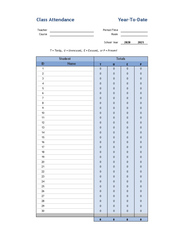 Monthly Class Attendance Records | PDF