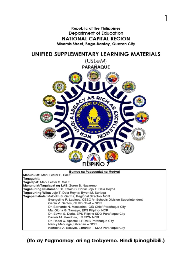 FILIPINO-7 Q4 Wk1 USLeM-RTP | PDF