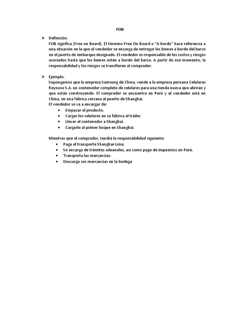 Fob y Cif - Definicion y Ejemplos | PDF | Transporte | Business