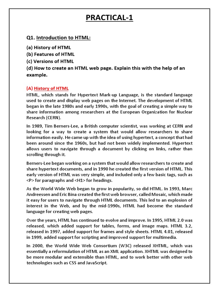 Practical 1 Pdf Pdf Html World Wide Web