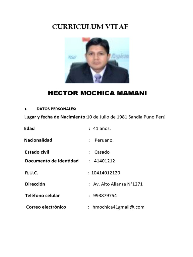 Curriculum Vitae Hector | PDF | Plan de estudios | Educación primaria