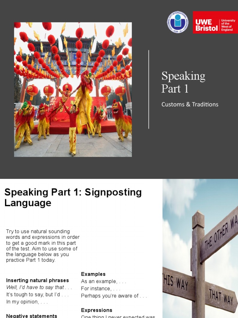 01 IELTS Speaking Practice Part 1 - Customs & Traditions | PDF