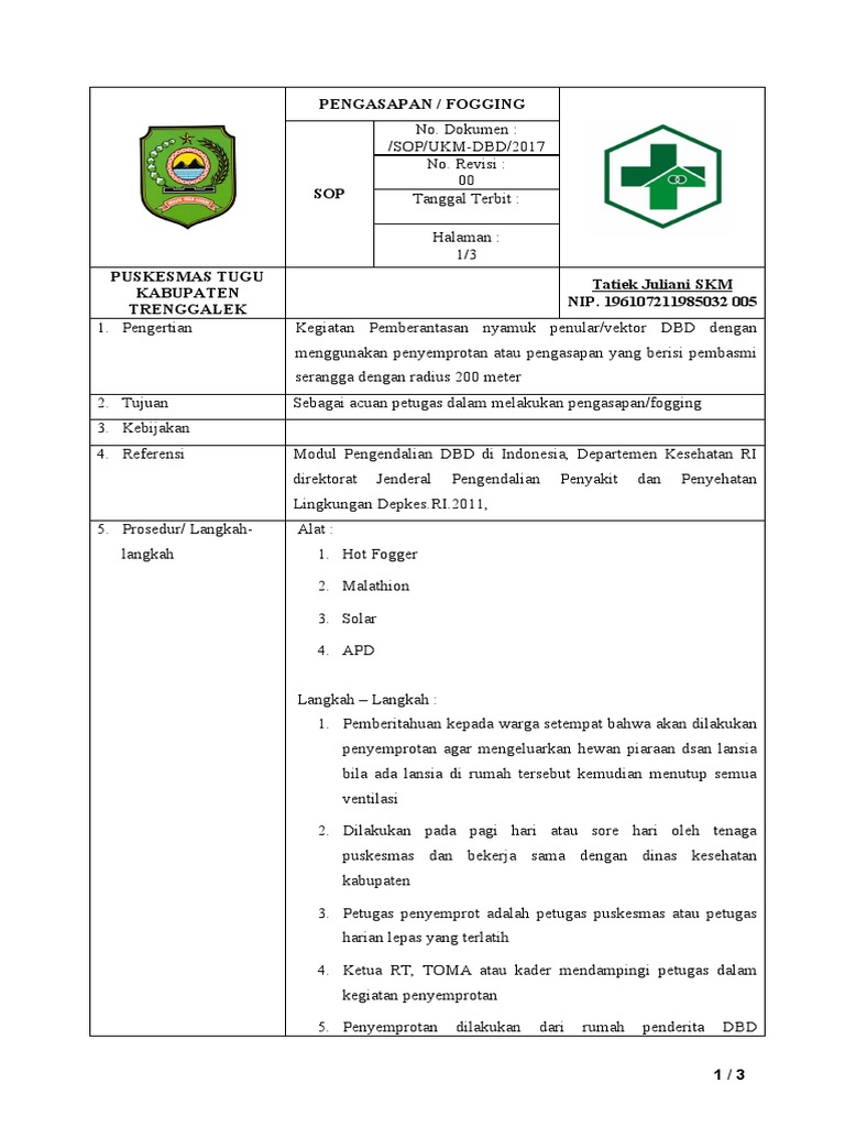 Sop Pengasapan Fogging | PDF