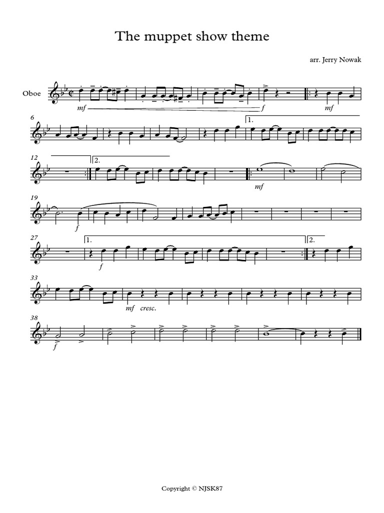 The Muppet Show Theme Oboe Pdf Pdf