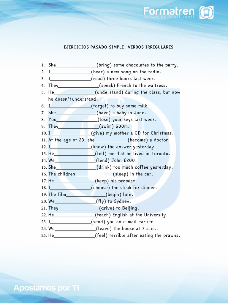 EJERCICIO. Verbos irregulares.pdf | PDF