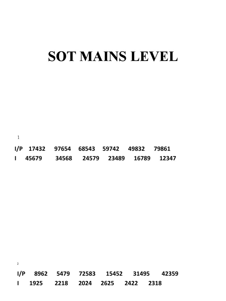 SOT MAINS LEVEL | PDF