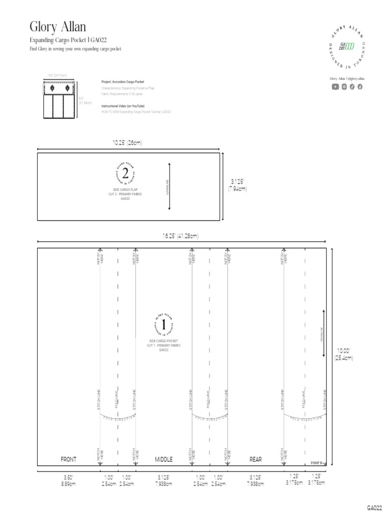 Glory Allan - GA022 - Expanding Cargo Pocket Sewing Pattern - 22in by ...