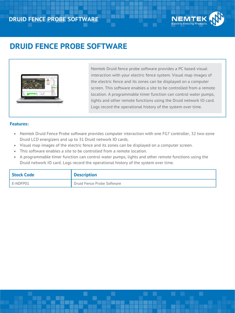 NEMTEK - Druid Fence Probe Software | PDF