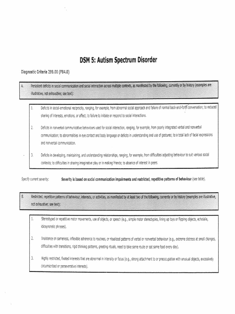DSM V ASD criteria | PDF