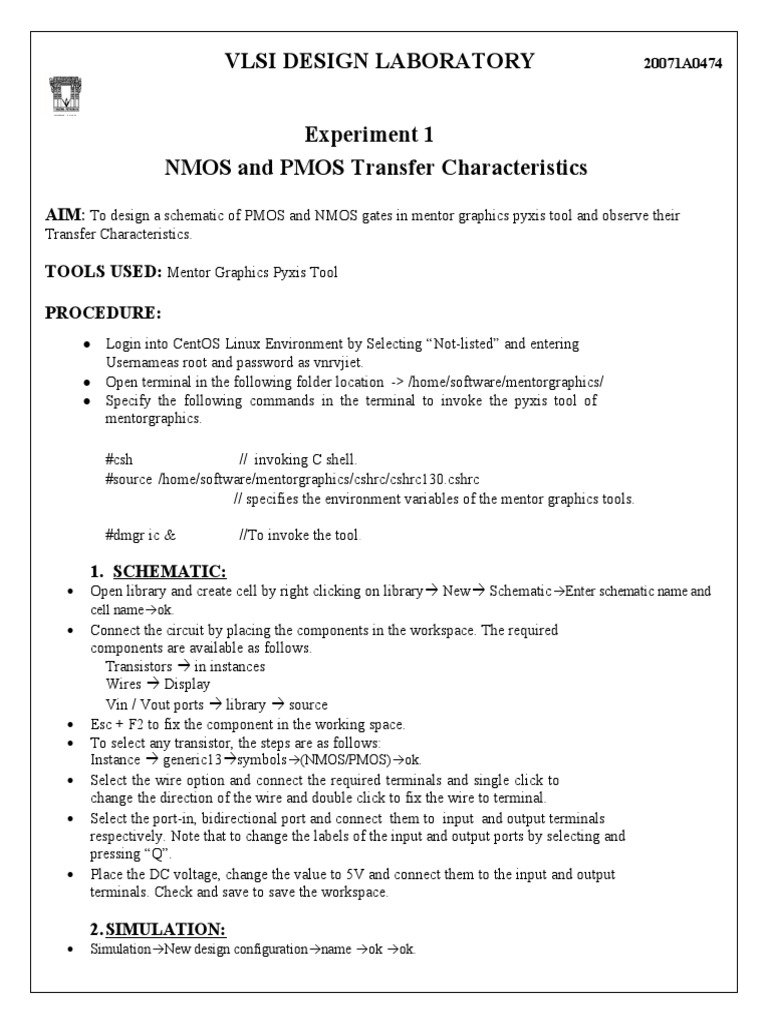 Vlsi Exp 1 | PDF | Mosfet | Computer Science