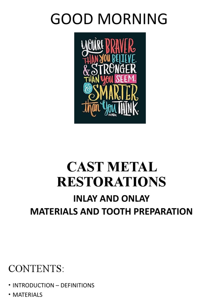 CAST METAL RESTORATIONS GUIDE | PDF | Alloy | Tooth Enamel