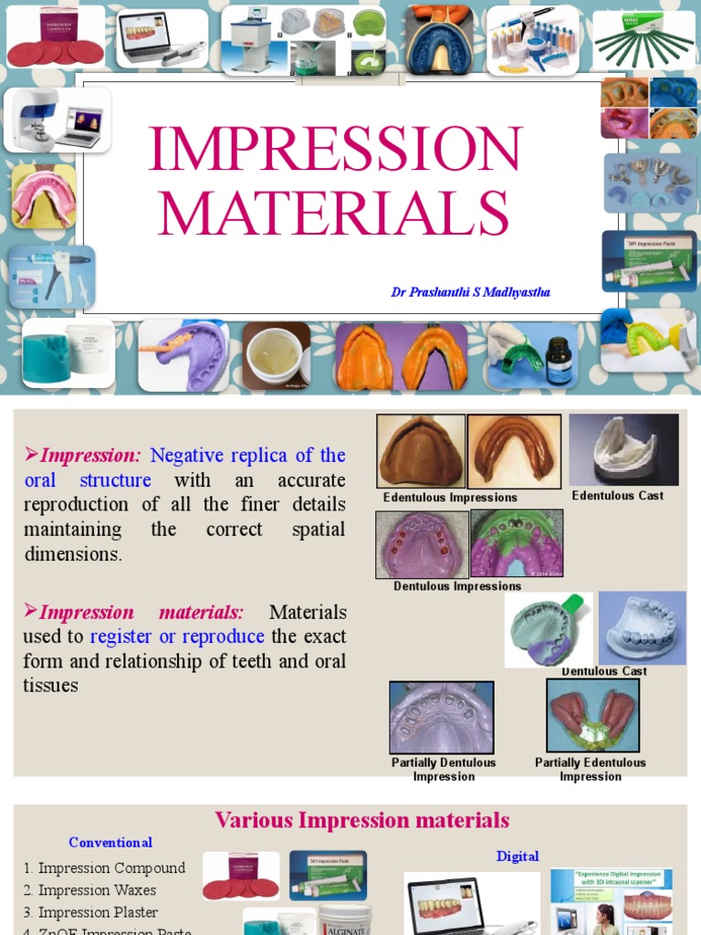 Impression Materials - Basic Recap - 10th September, 2022 | PDF | Materials | Physical Sciences