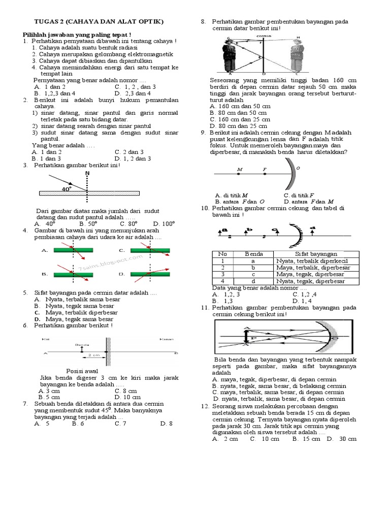 Tugas Ipa (Cahaya Dan Alat Optik) | PDF