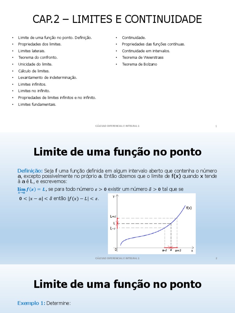 Cap - 2 - Limites & Continuidade PDF | PDF | Limite (Matemática ...