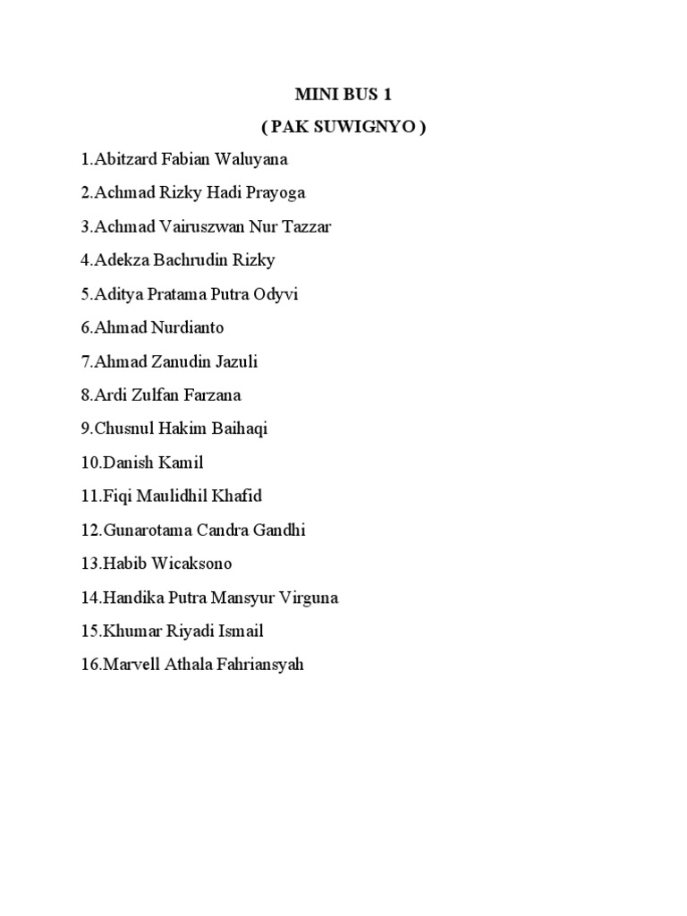 A Roster of Students Assigned to Twelve Mini Buses | PDF