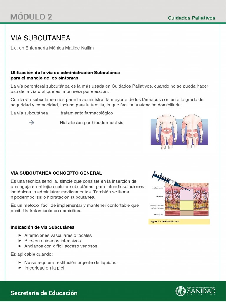 Vía Subcutanea | PDF | Inyección (medicina) | Medicamentos con receta