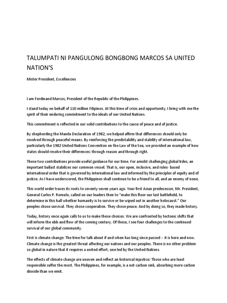 Talumpati Ni Pangulong Bongbong Marcos | PDF | Climate Change ... Talumpati Ni Pangulong Bongbong Marcos | PDF | Climate Change ...