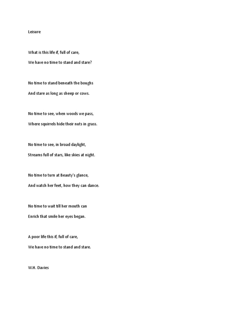 Value of Leisure in Davies' Poem | PDF