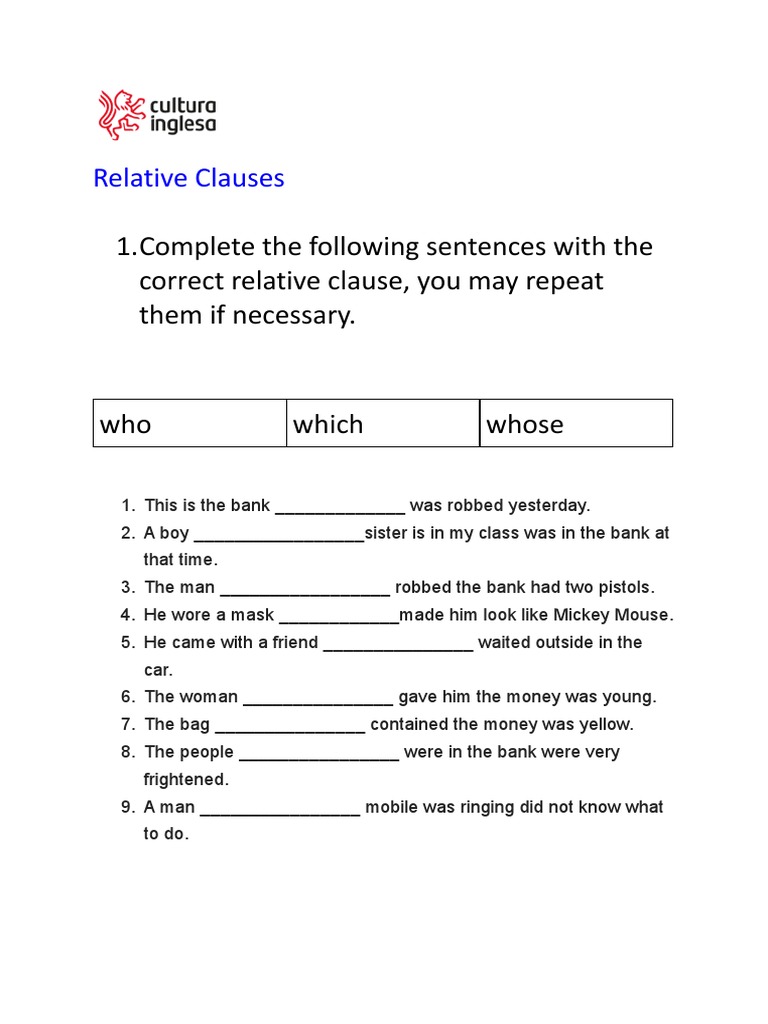Relative Clauses - Extra Practice | PDF