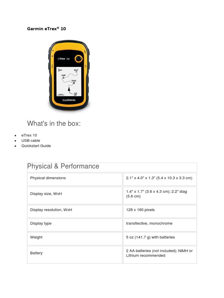 Garmin Etrex 10 | PDF