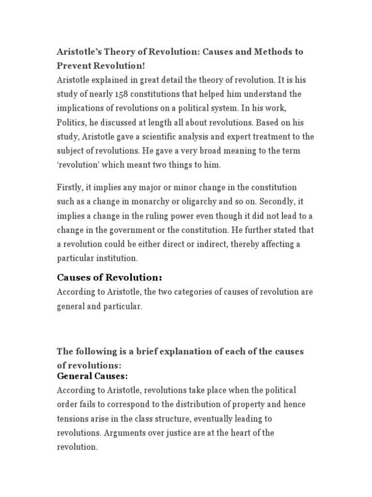 Aristotle Theory of Revolution | PDF | Rebellions | Revolutions
