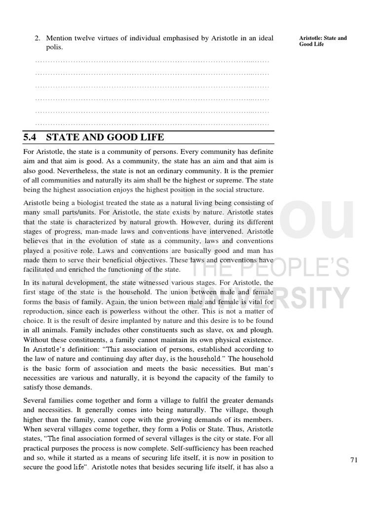 Aristotle Concept of State | PDF | Aristotle | Philosophical Theories
