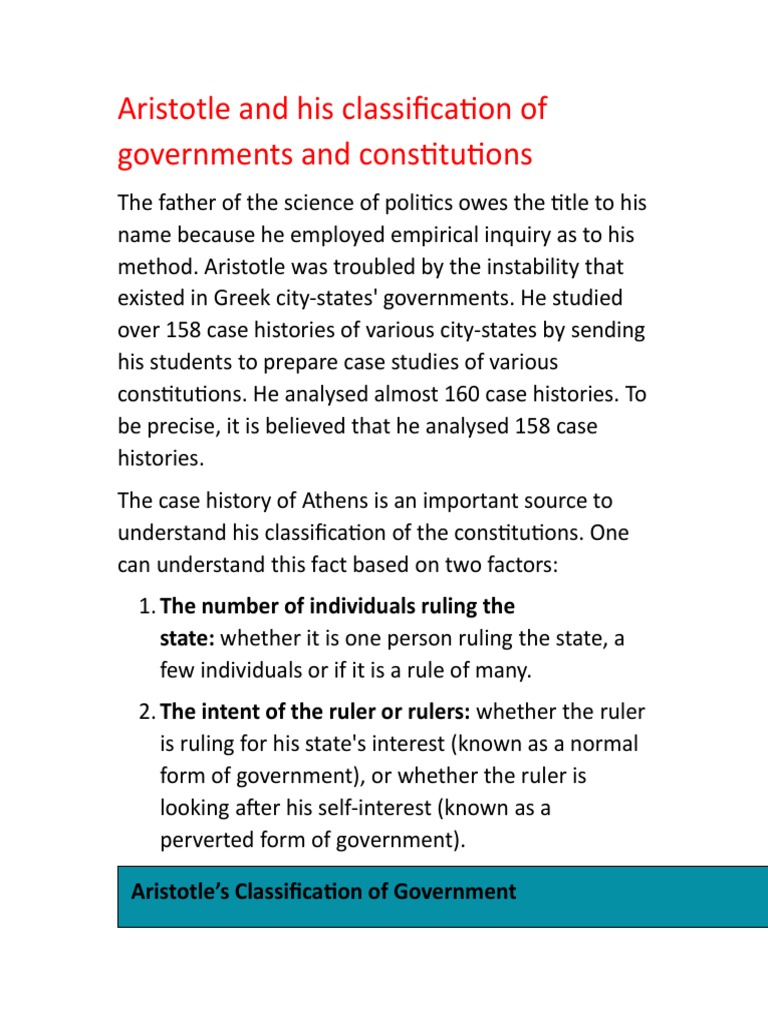 Aristotle Views On Constitution PDF | PDF | Tyrant | Political Theories