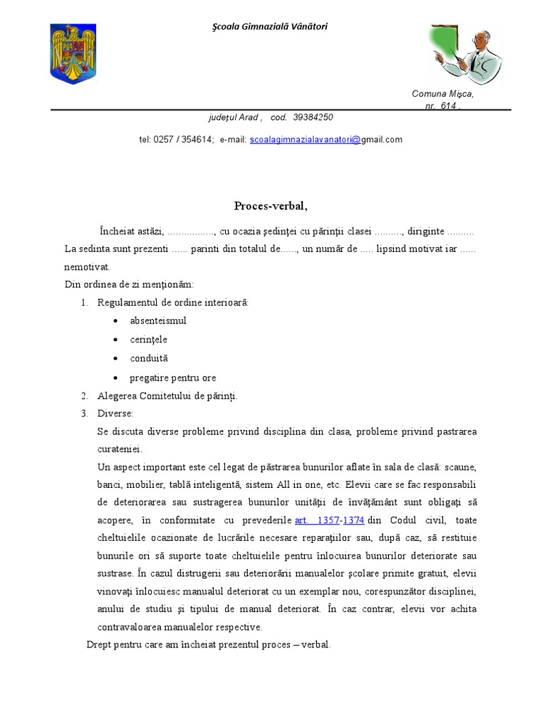 Proces Verbal Sedinta | PDF