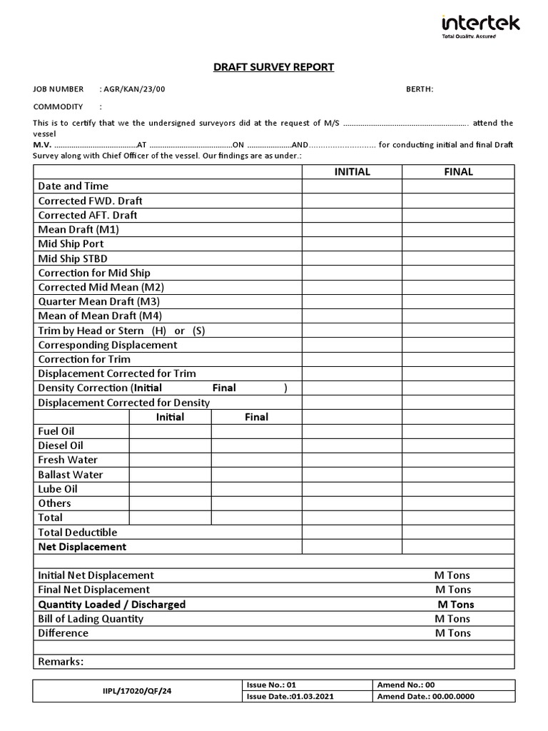 QF - 24 - Draft Survey Report | PDF