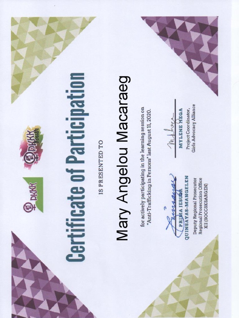 ATIP Cert - PKKK-Mary Angelou Macaraeg PDF | PDF