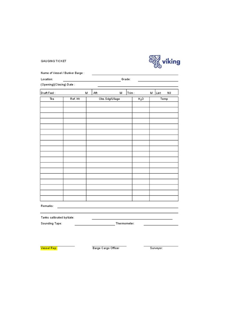Marine Surveyor's Gauging Log | PDF