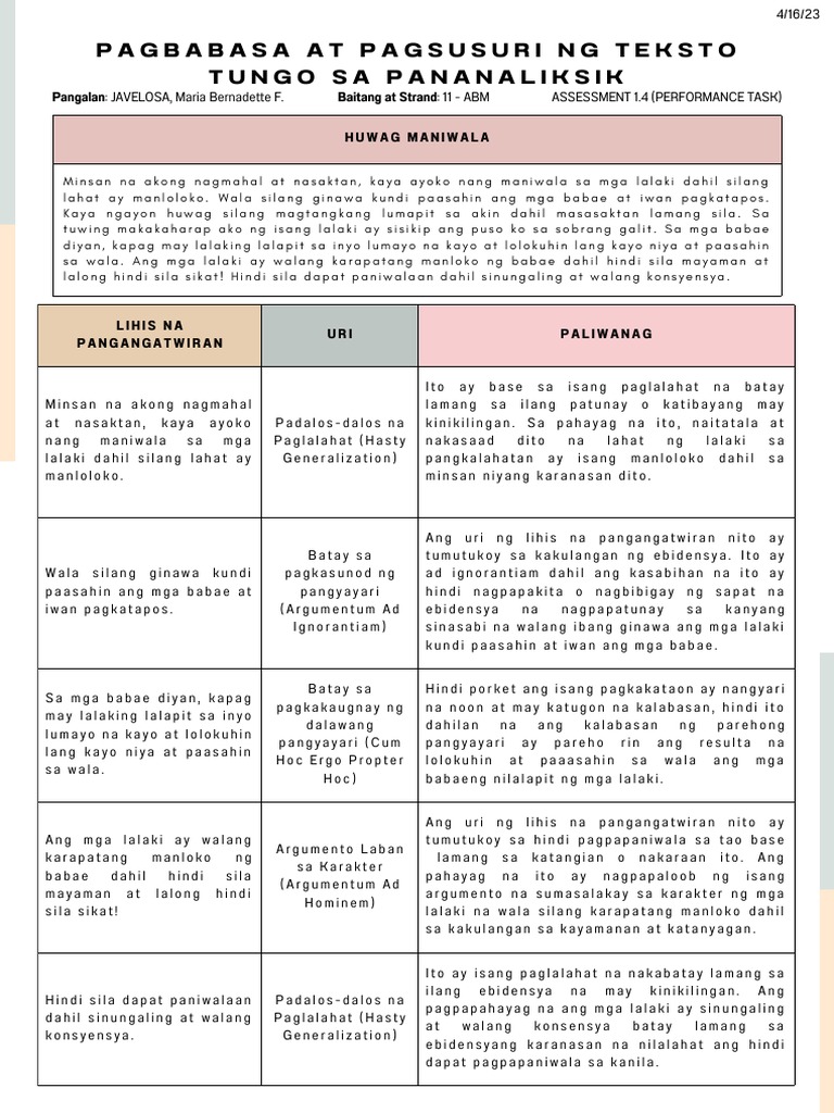 Lihis Na Pangangatwiran | PDF