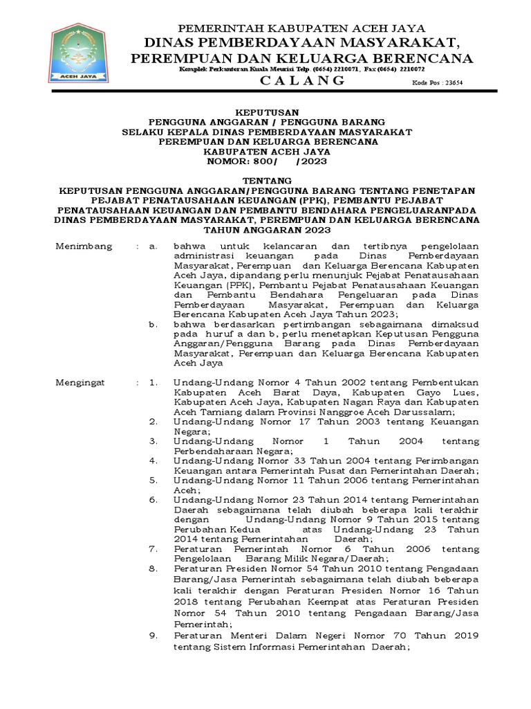 SK PPK 2023 | PDF | Pengelolaan Keuangan & Uang